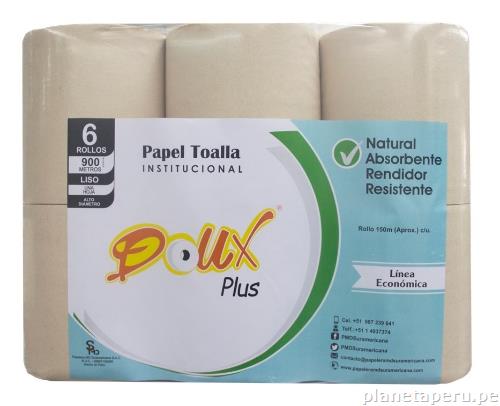 Papel Toalla Natural Liso Doux Plus 150m x 6 Rollos #pmds en Chorrillos