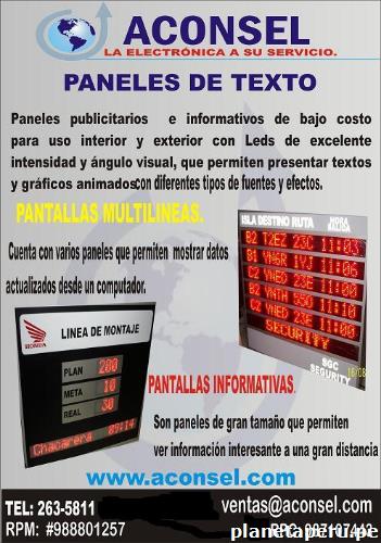 Paneles Electrónicos de varias medidas y colores en Lima